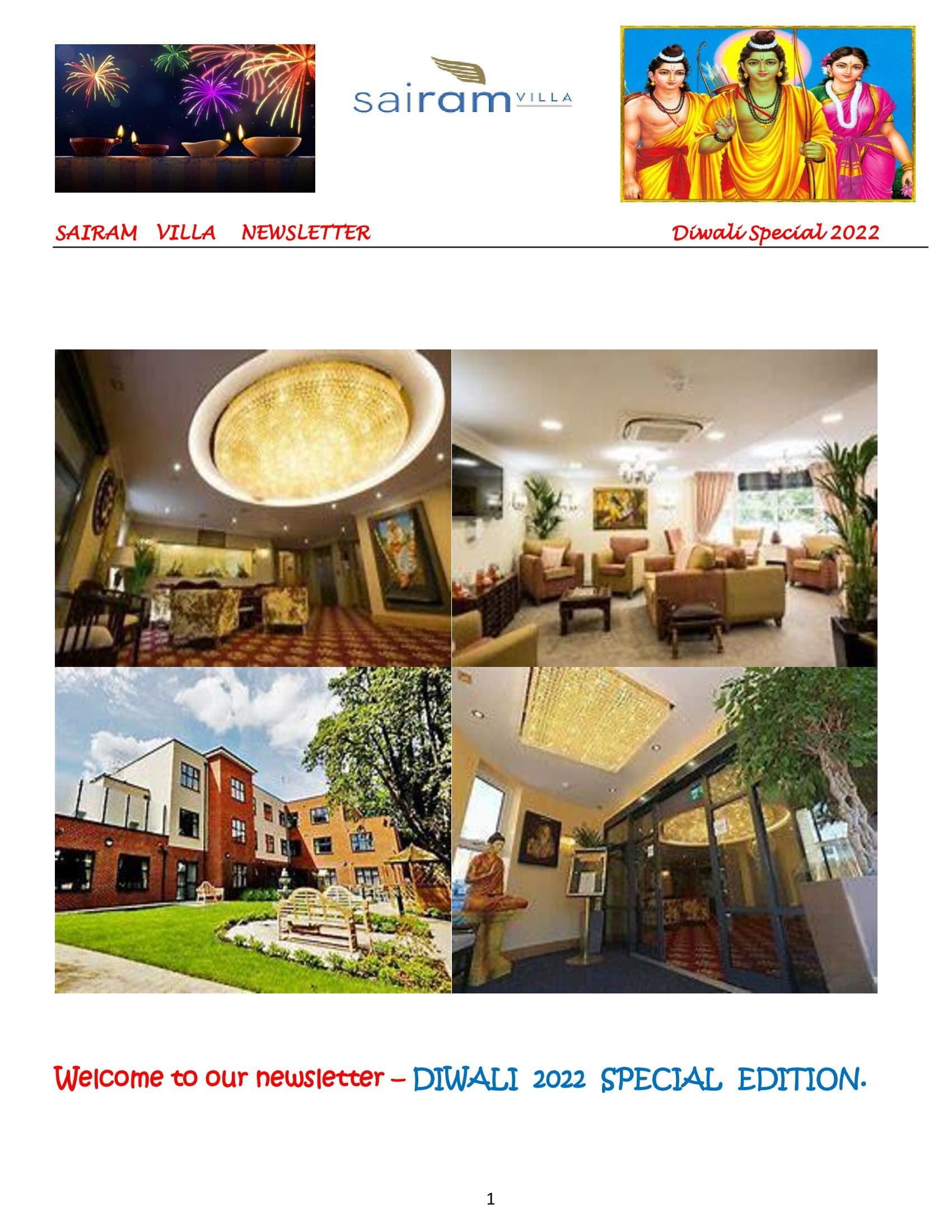 Sairam Villa - Diwali Newsletter 2022 - Angelcare PLC | MNS Care PLC